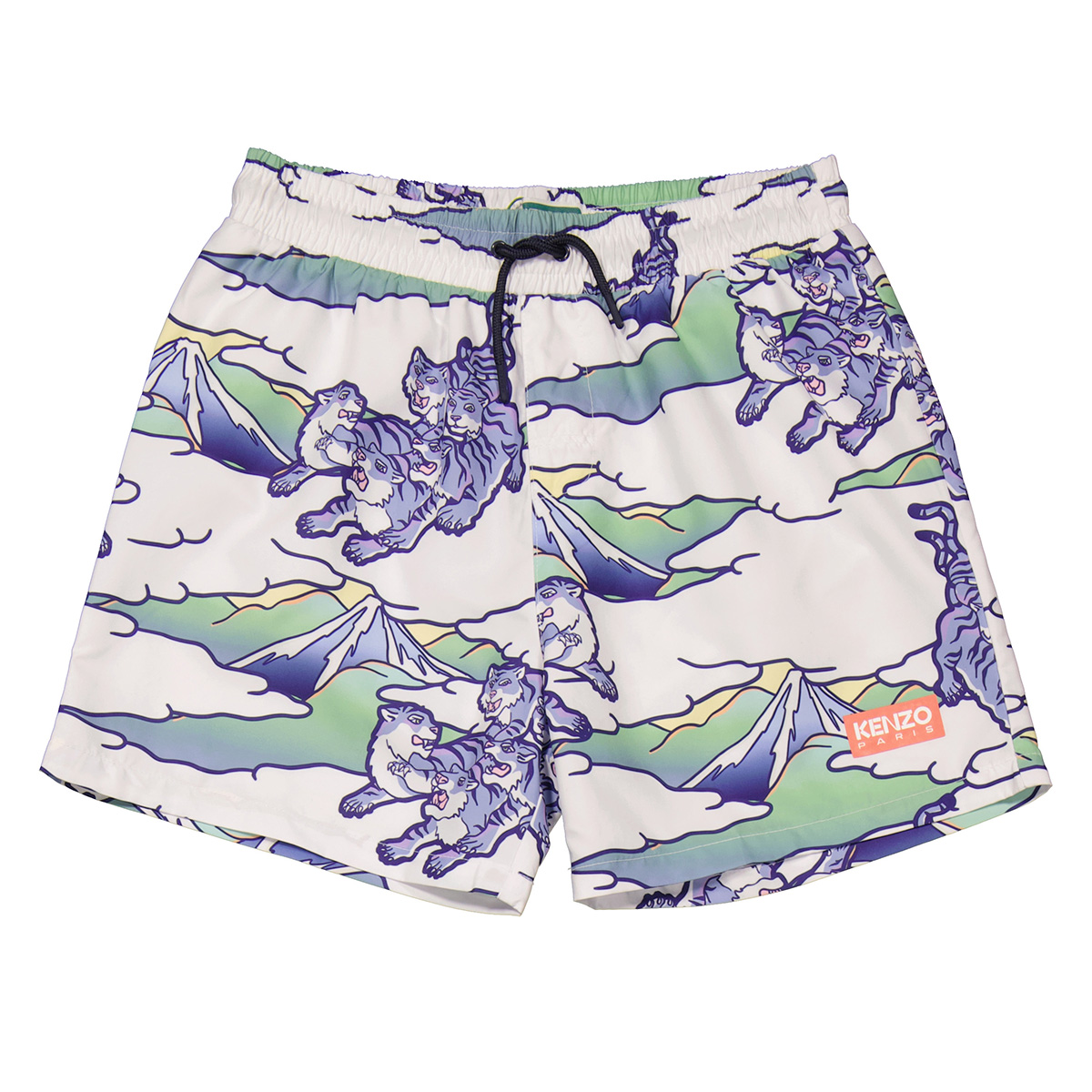 Kenzo Boys Animal Print Drawstring Swim Shorts, Size 12 K24315-791 ...