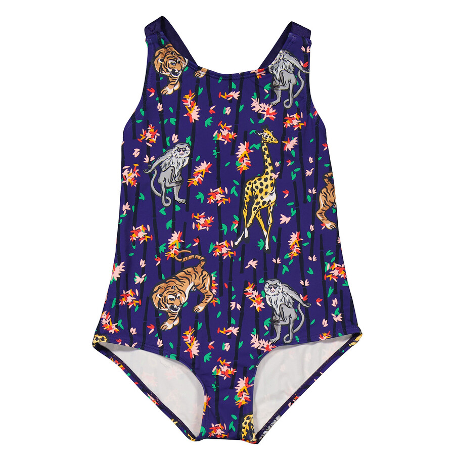 Kenzo Girls Blue Bamboo Jungle Print 1-Piece Swimsuit, Size 10Y K10062 ...