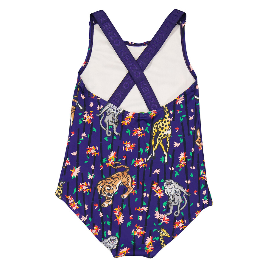 Kenzo Girls Blue Bamboo Jungle Print 1-Piece Swimsuit, Size 10Y K10062 ...