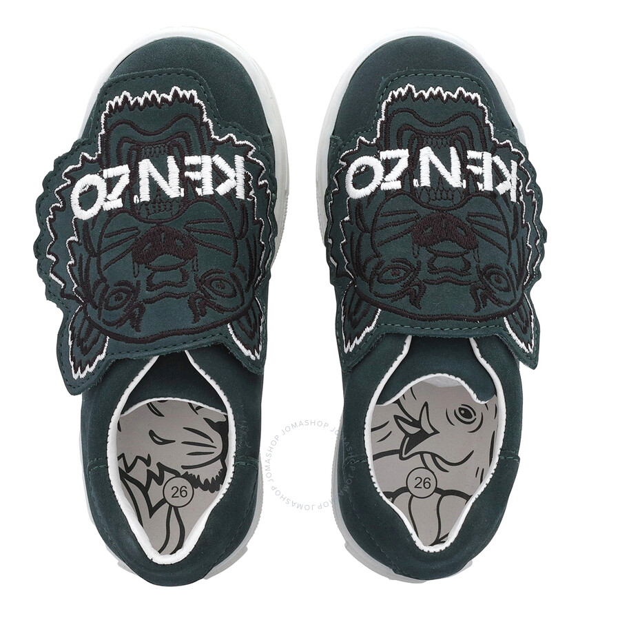 Kenzo Girls Dark Green Tiger-Patch Slip-On Sneakers, Brand Size 26 (10 ...