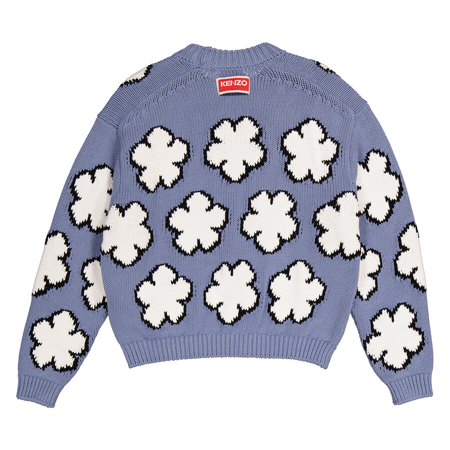 Kenzo Ladies Cyan Boke Flower Intarsia Jumper, Size Large FD52PU3573CI.69 - Apparel - Jomashop
