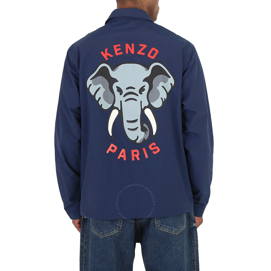 Kenzo Midnight Blue Nylon Elephant Coach Jacket, Size Large ...