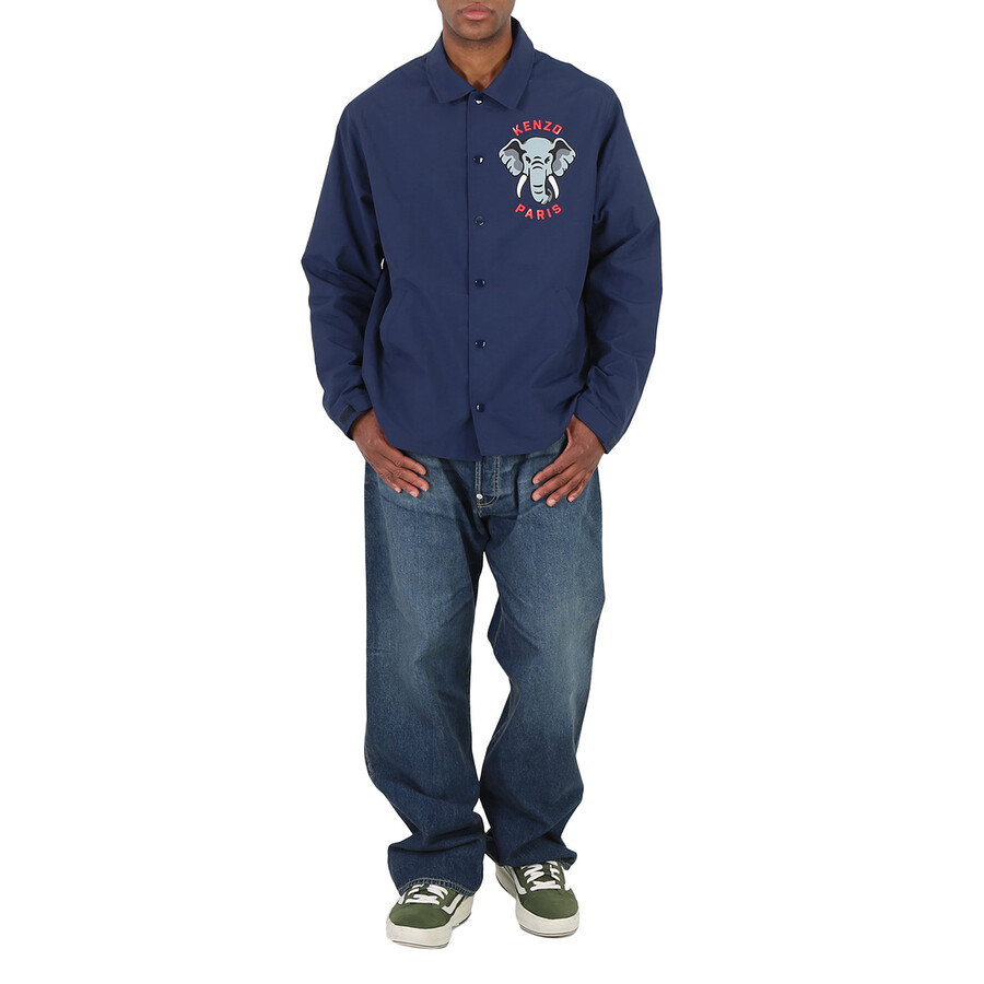 Kenzo Midnight Blue Nylon Elephant Coach Jacket, Size Large ...