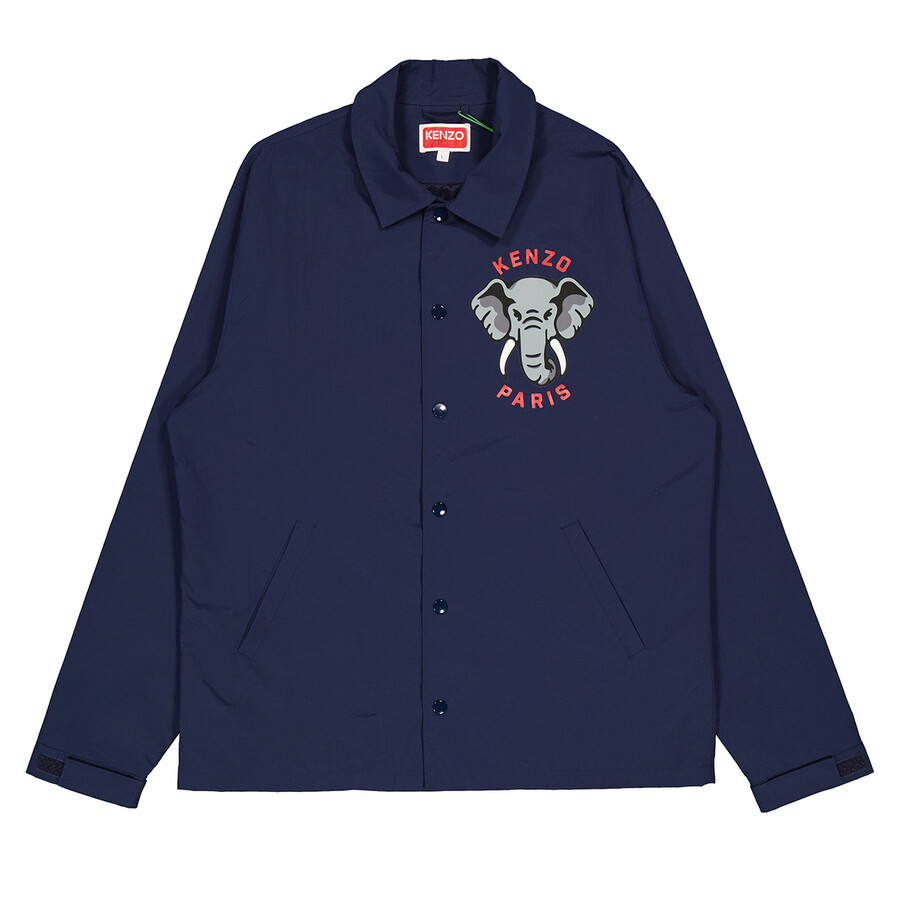 Kenzo Midnight Blue Nylon Elephant Coach Jacket, Size Large ...