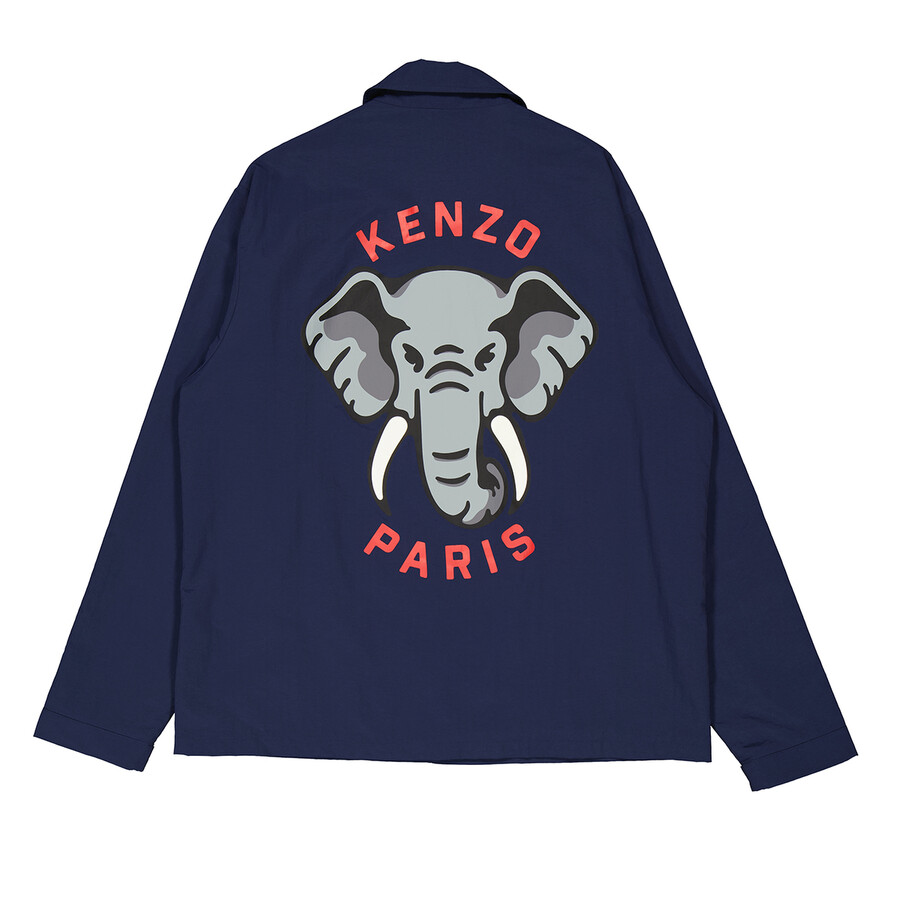 Kenzo Midnight Blue Nylon Elephant Coach Jacket, Size Large ...