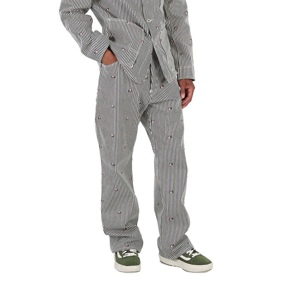 Kenzo Rinse Blue Denim Striped Floral Suisen Relaxed Fit Jeans, Waist Size 34" FD55DP4066J1.DM ...