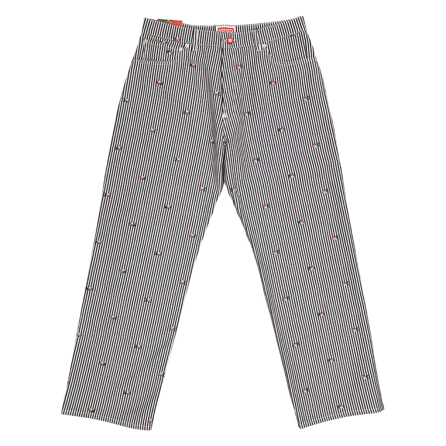 Kenzo Rinse Blue Denim Striped Floral Suisen Relaxed Fit Jeans, Waist Size 34" FD55DP4066J1.DM ...