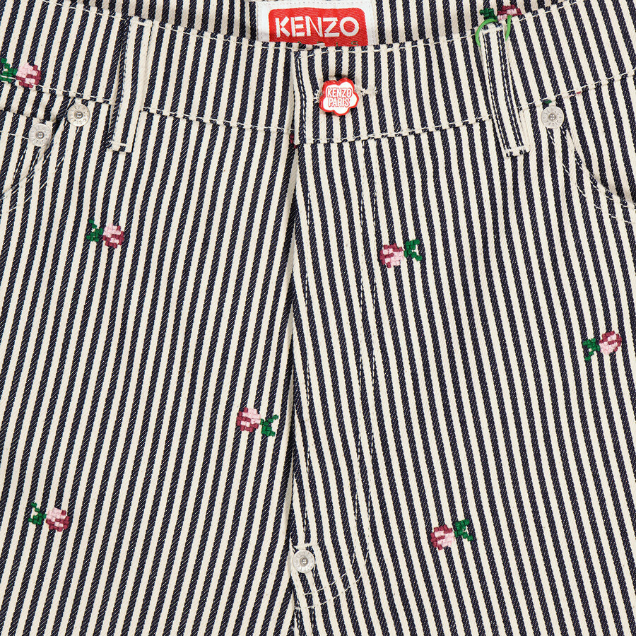 Kenzo Rinse Blue Denim Striped Floral Suisen Relaxed Fit Jeans, Waist Size 34" FD55DP4066J1.DM ...