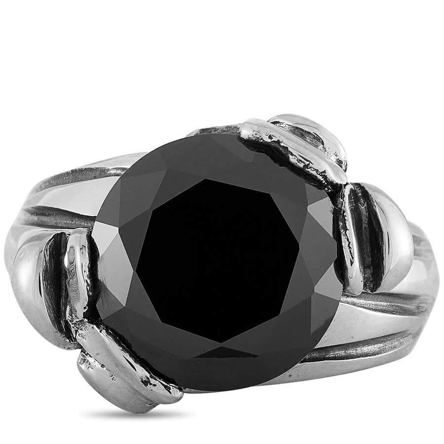 King Baby Silver and Black Cubic Zirconia Floral Pattern Ring K20-5932B ...