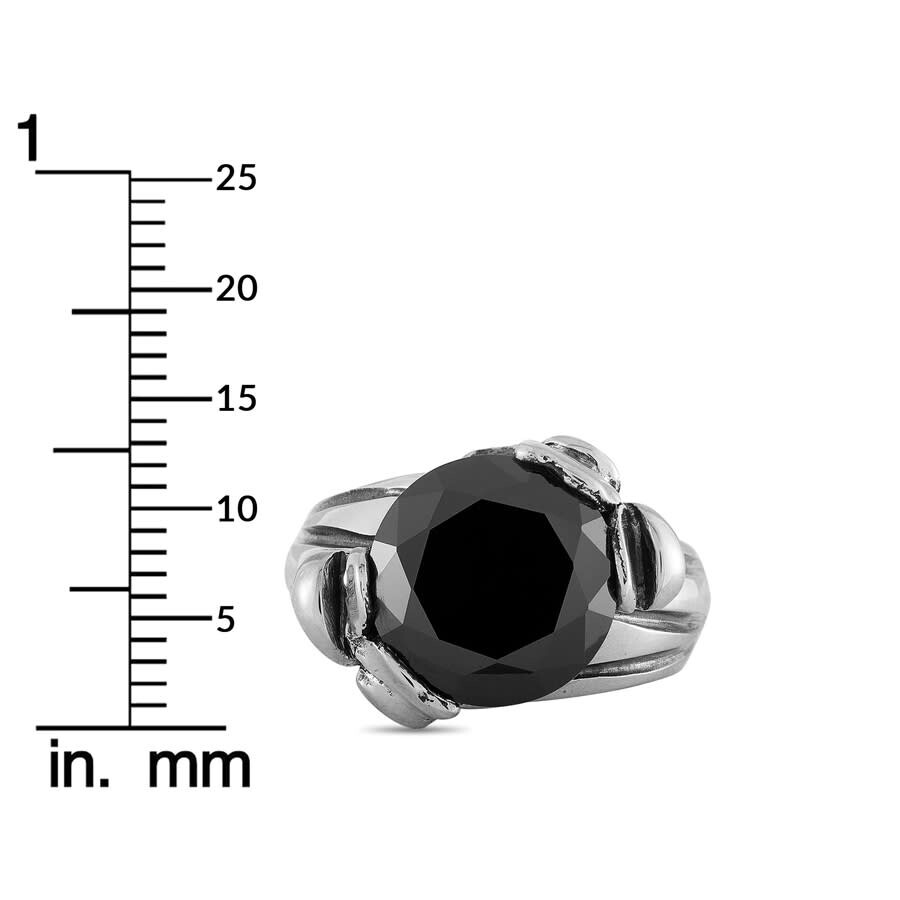 King Baby Silver and Black Cubic Zirconia Floral Pattern Ring K20-5932B ...
