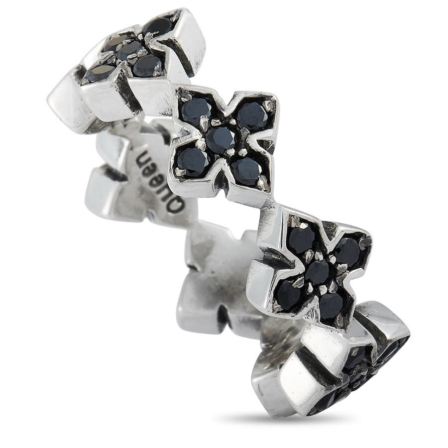 King Baby Silver and Black Cubic Zirconia MB Cross Ring, Size 8 Q20 ...