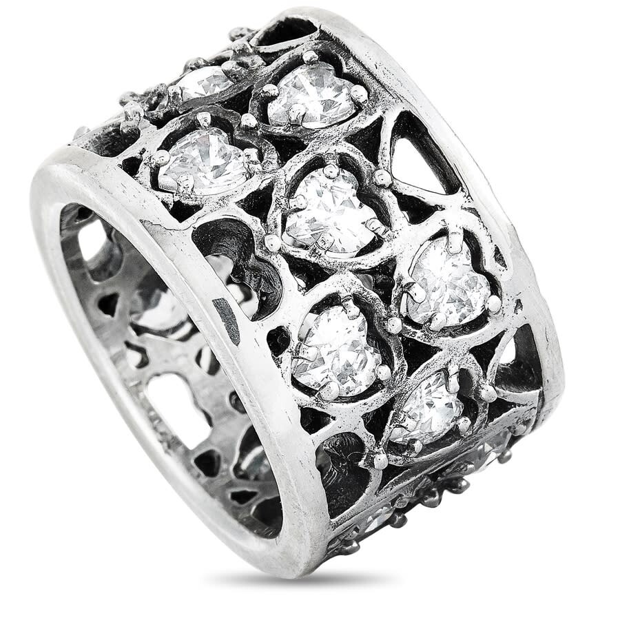 King Baby Silver and Cubic Zirconia Heart Pattern Ring, Size 6 Q20-5642 ...
