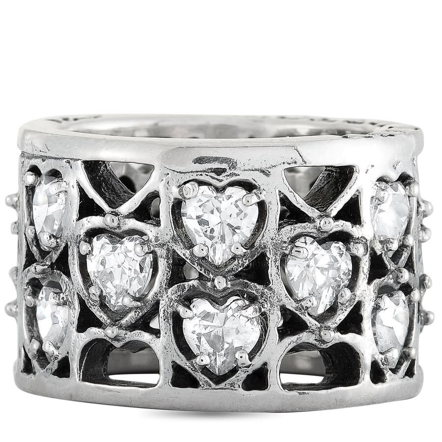 King Baby Silver and Cubic Zirconia Heart Pattern Ring, Size 6 Q20-5642 ...