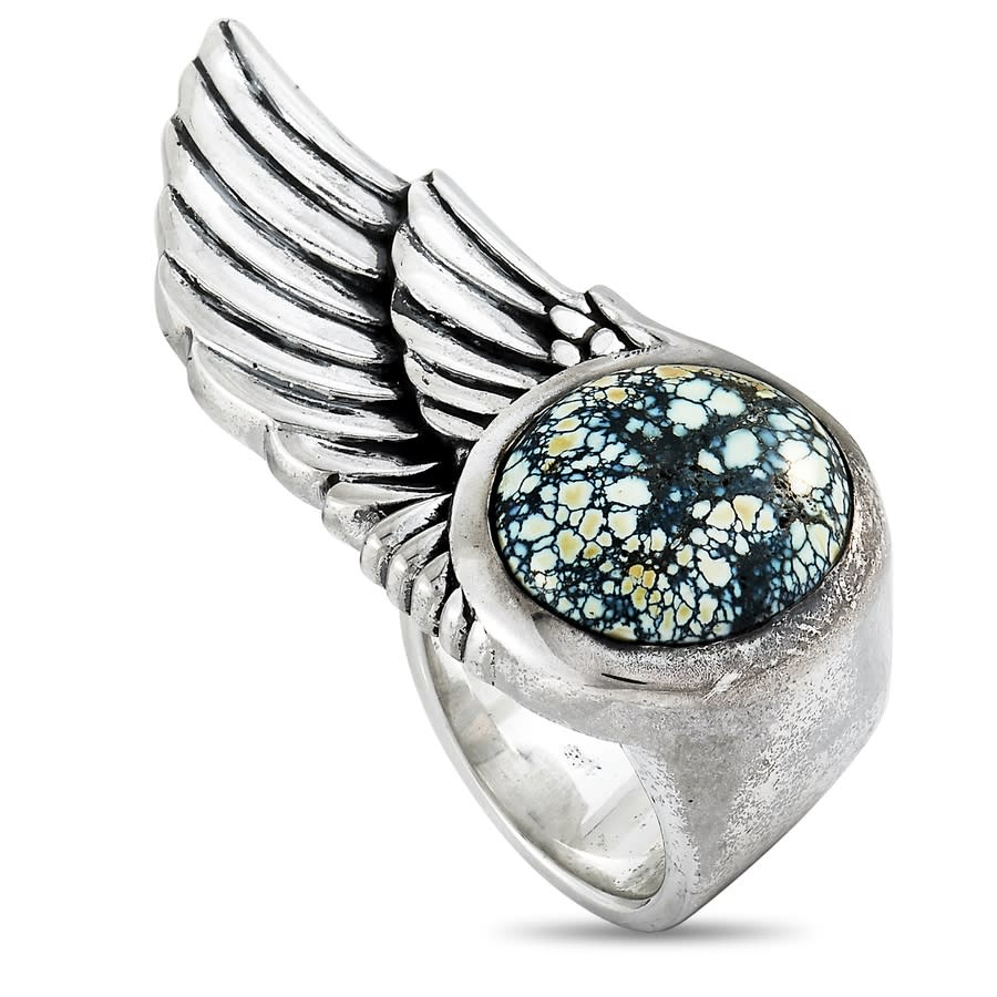 King Baby Silver and Turquoise Wing Ring K20-5892-S-11 - Jewelry - Jomashop