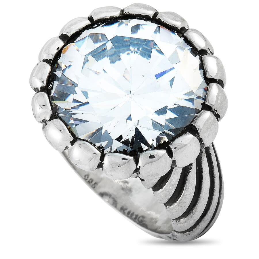 King Baby Silver and White Cubic Zirconia Twisted Pattern Ring K20-5928 ...