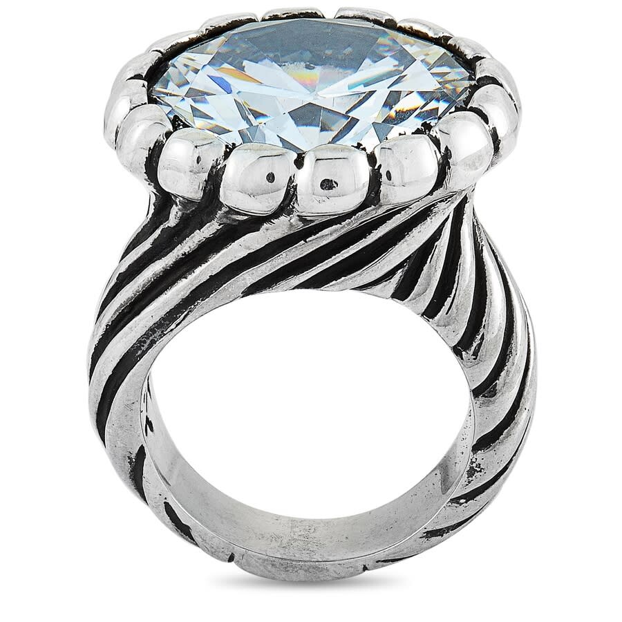 King Baby Silver and White Cubic Zirconia Twisted Pattern Ring K20-5928 ...