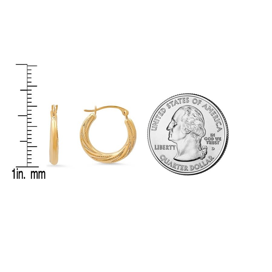 Kylie Harper 10k Yellow Gold 17mm Diamond - cut Swirl Huggy Hoop ...