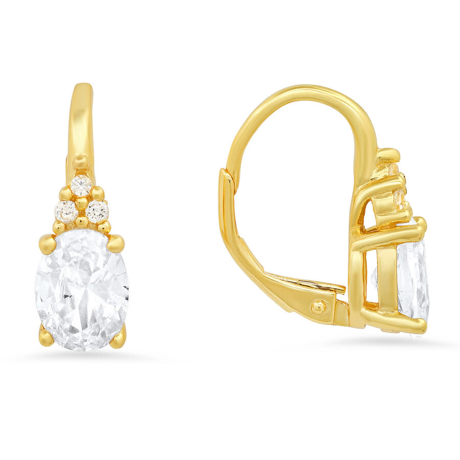 Kylie Harper 14k Gold Over Silver Cubic Zirconia CZ Leverback Earrings ...