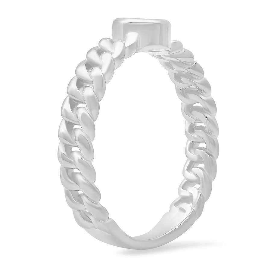 Kylie Harper Sterling Silver Bezel-set CZ Curb Chain Ring 04-320-DSR8 - Jewelry, Rings - Jomashop