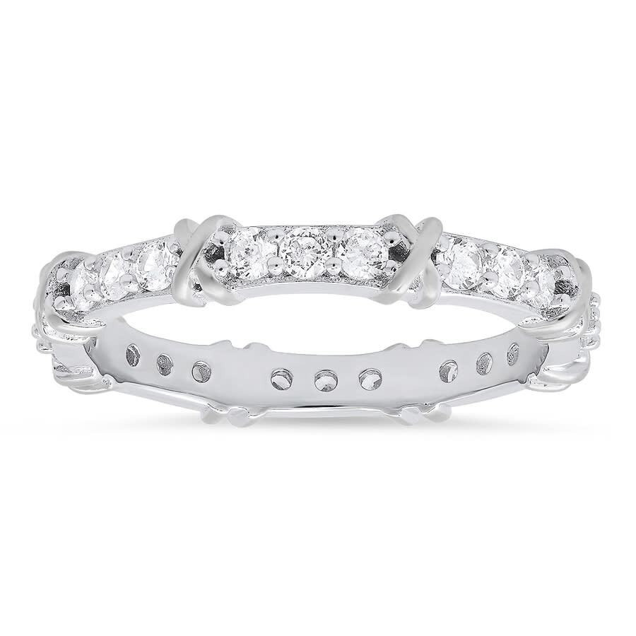 Kylie Harper Sterling Silver Round-cut CZ "X" Stackable Eternity Band Ring 04-300-DSR6 - Jewelry ...