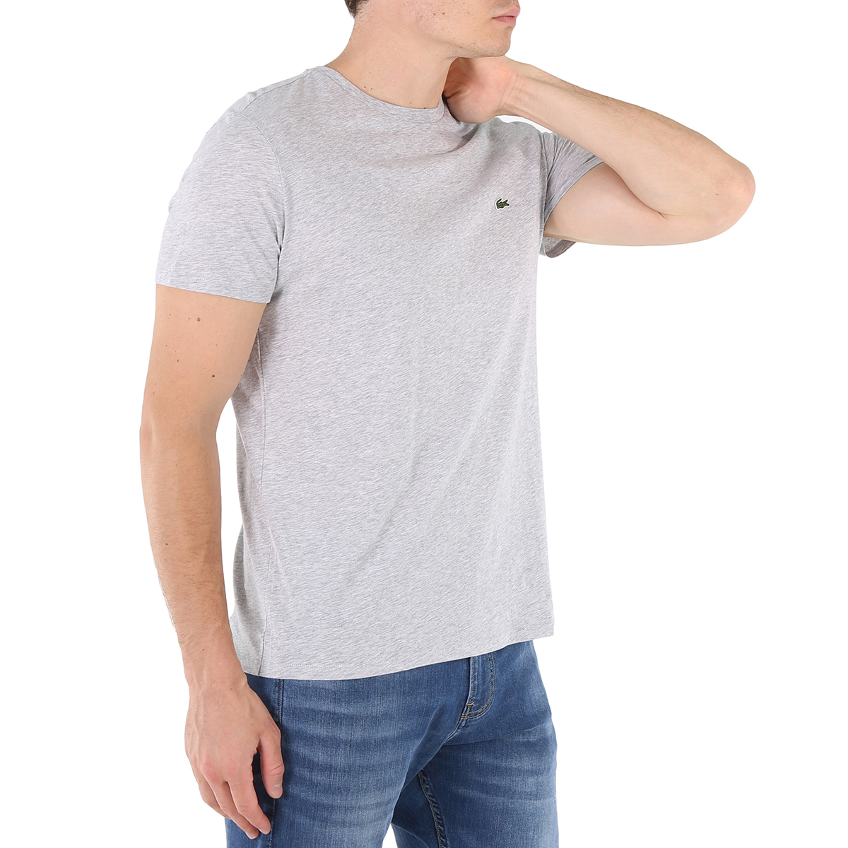 Lacoste Men's Silver Chine Short Sleeve Pima Cotton Jersey T-shirt ...