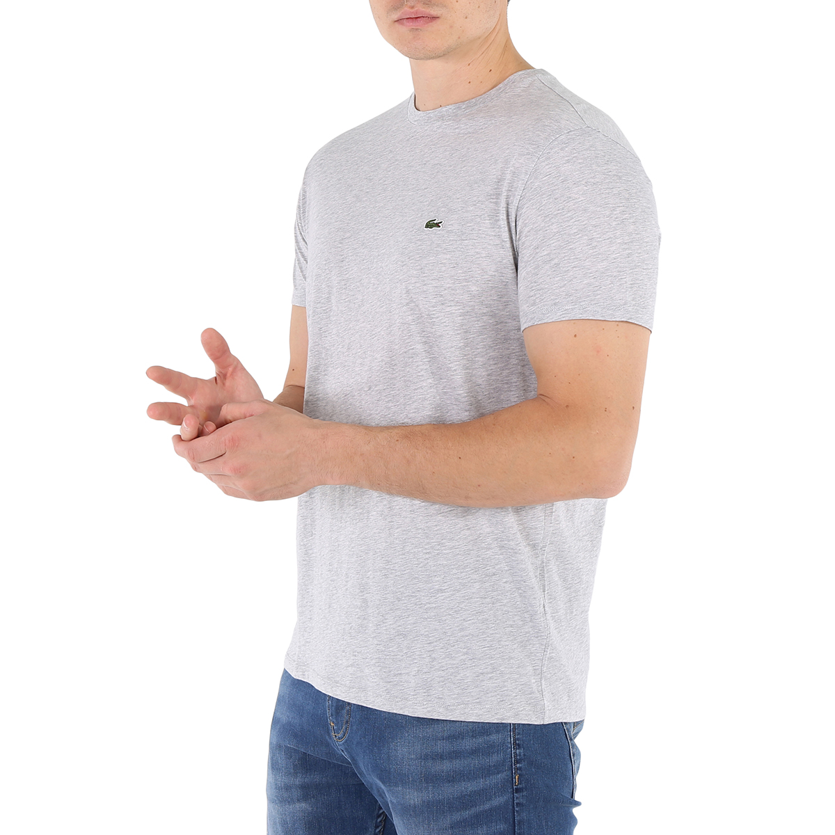 Lacoste Men's Silver Chine Short Sleeve Pima Cotton Jersey T-shirt ...