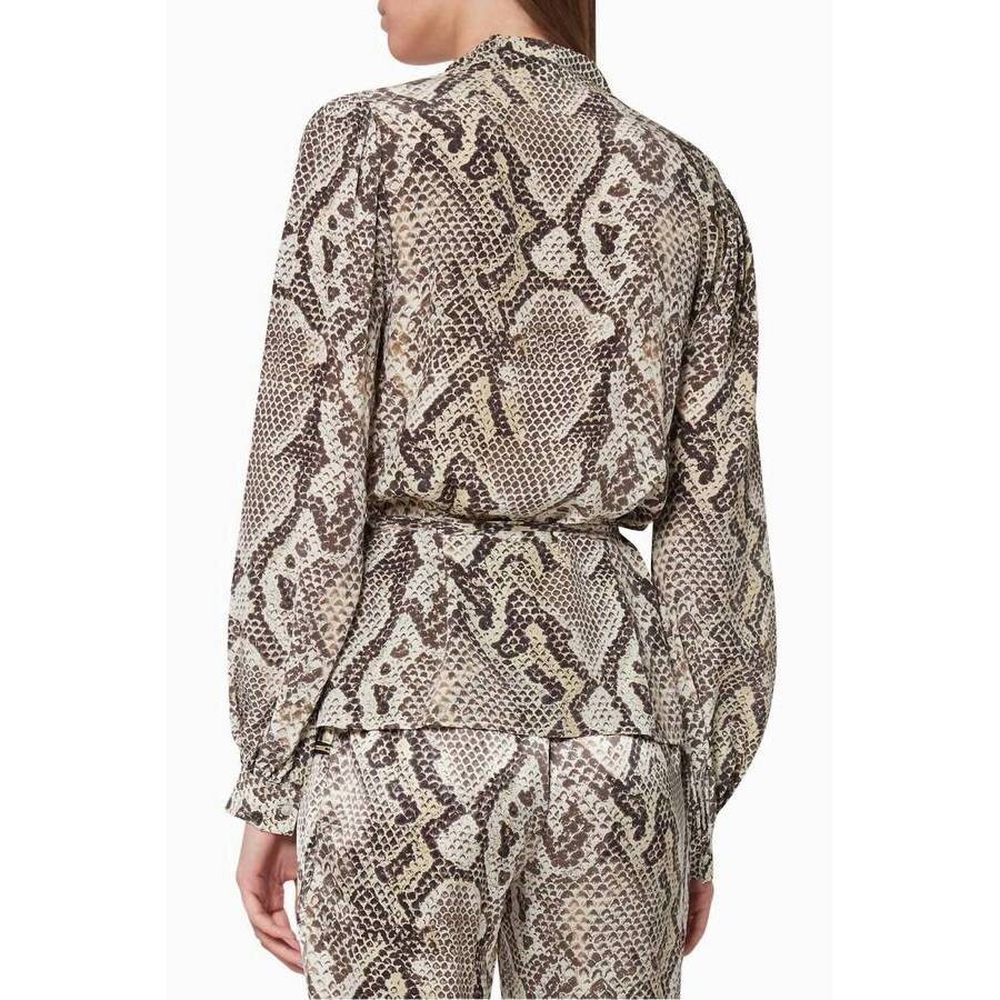 L'Agence Ladies Cara Wrap Blouse Natural Multi Python, Size Large ...