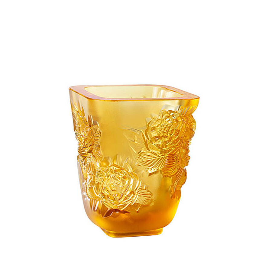 Lalique Small Amber Crystal Pivoines Vase 10708700 090592885895 ...