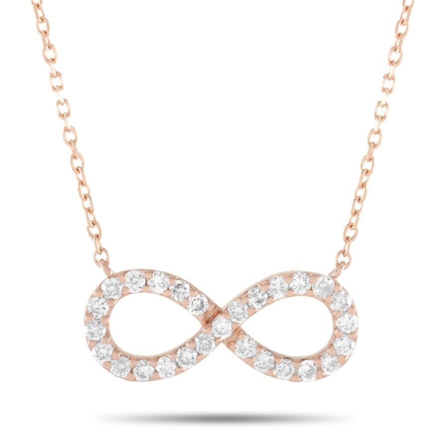 Lb Exclusive 14K Rose Gold 0.30ct Diamond Infinity Symbol Necklace ANK ...