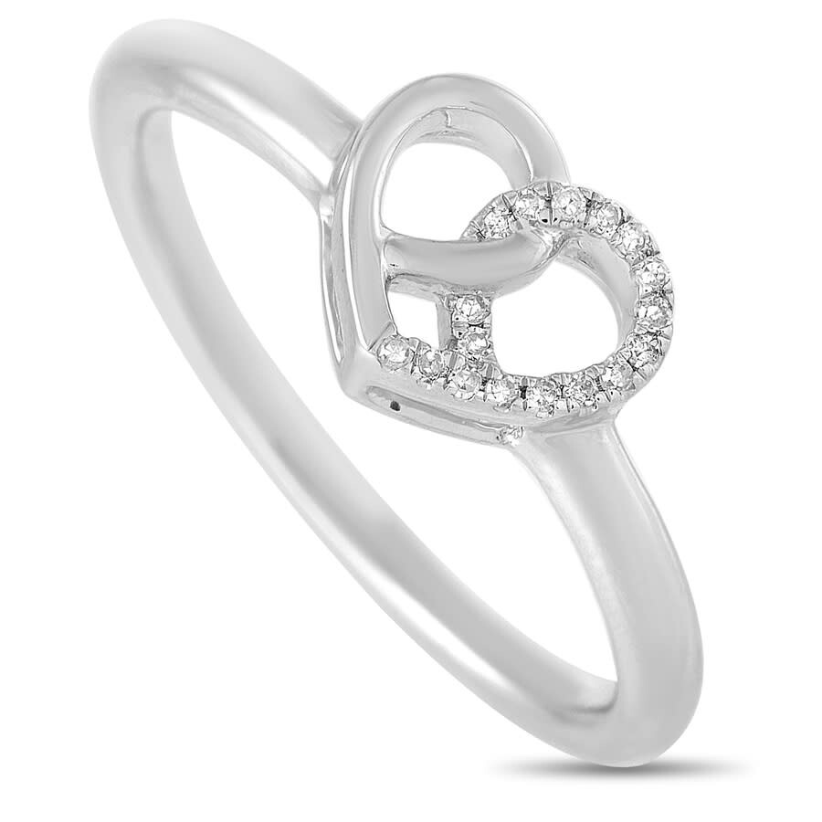 Lb Exclusive 14K White Gold 0.05 ct Diamond Intertwined Heart Ring RD4 ...