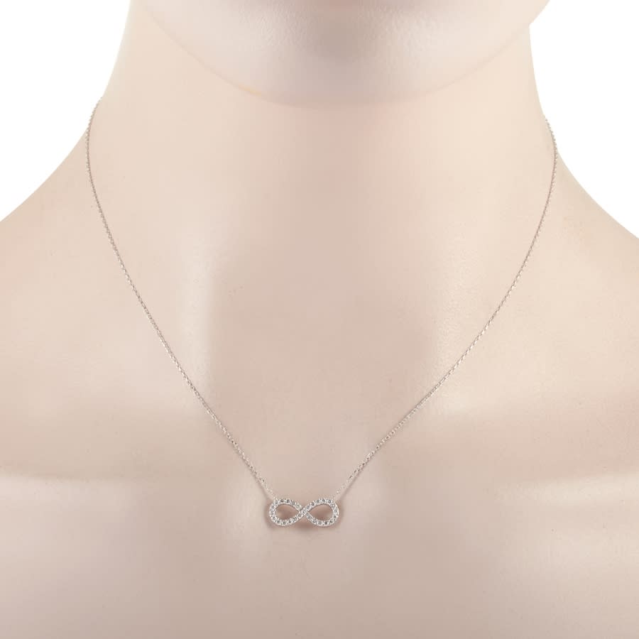 Lb Exclusive 14K White Gold 0.30ct Diamond Infinity Symbol Necklace ANK ...
