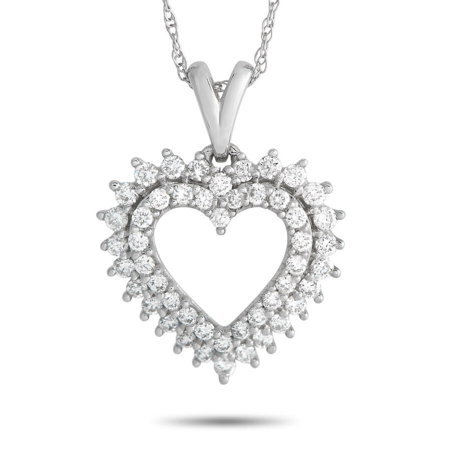 Lb Exclusive 14K White Gold 0.50ct Diamond Heart Pendant Necklace PS05-030123-W - Jewelry ...