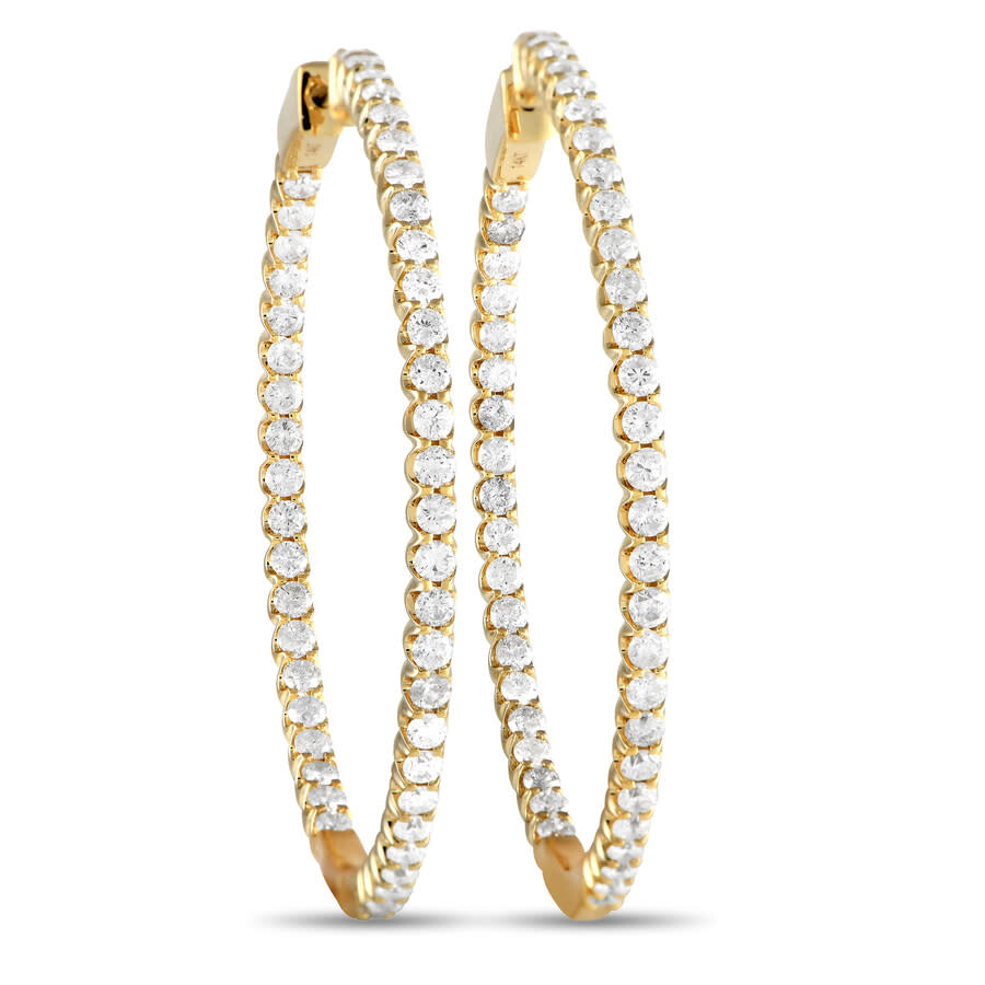 Lb Exclusive 14K Yellow Gold 3.35ct Diamond Inside Out Hoop Earrings AER-9844-Y - Jewelry, LB ...