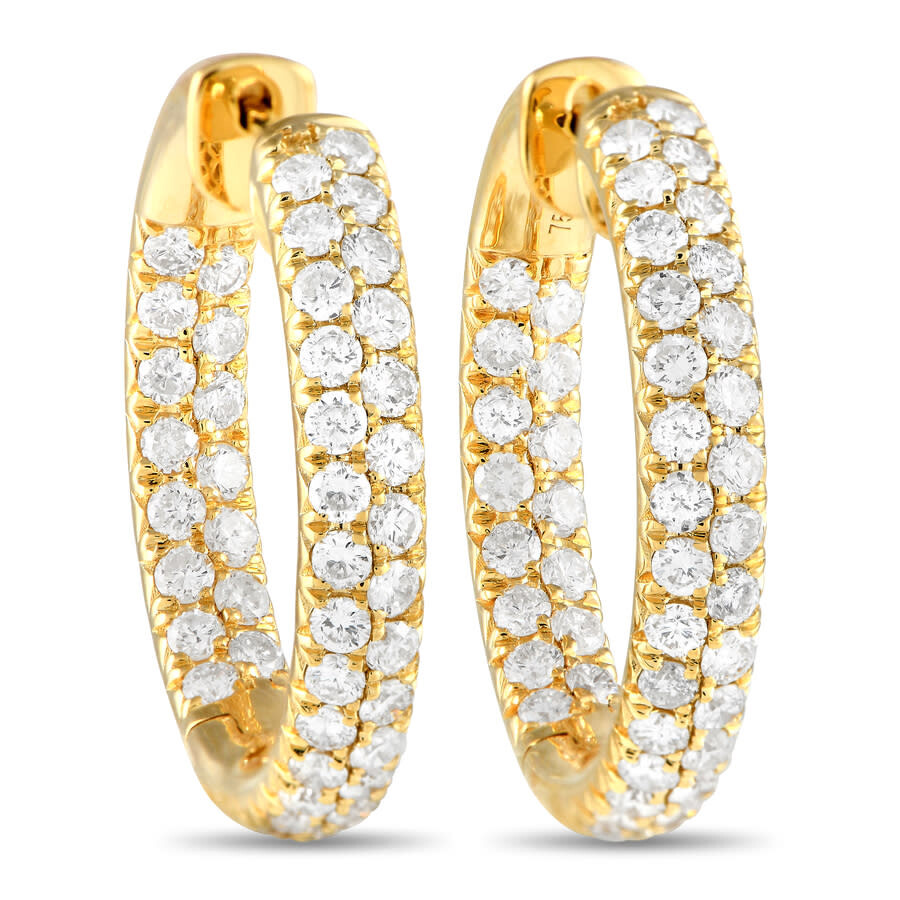 Lb Exclusive 18K Yellow Gold 2.0ct Diamond Inside Out Hoop Earrings AER-14399-Y - Jewelry ...