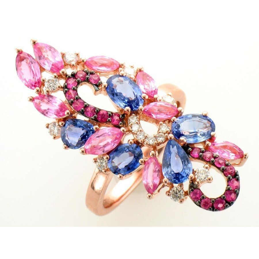 Le Vian Ladies Cornflower Sapphire Rings set in 14K Strawberry Gold R5347P/CEY 886589965394 ...