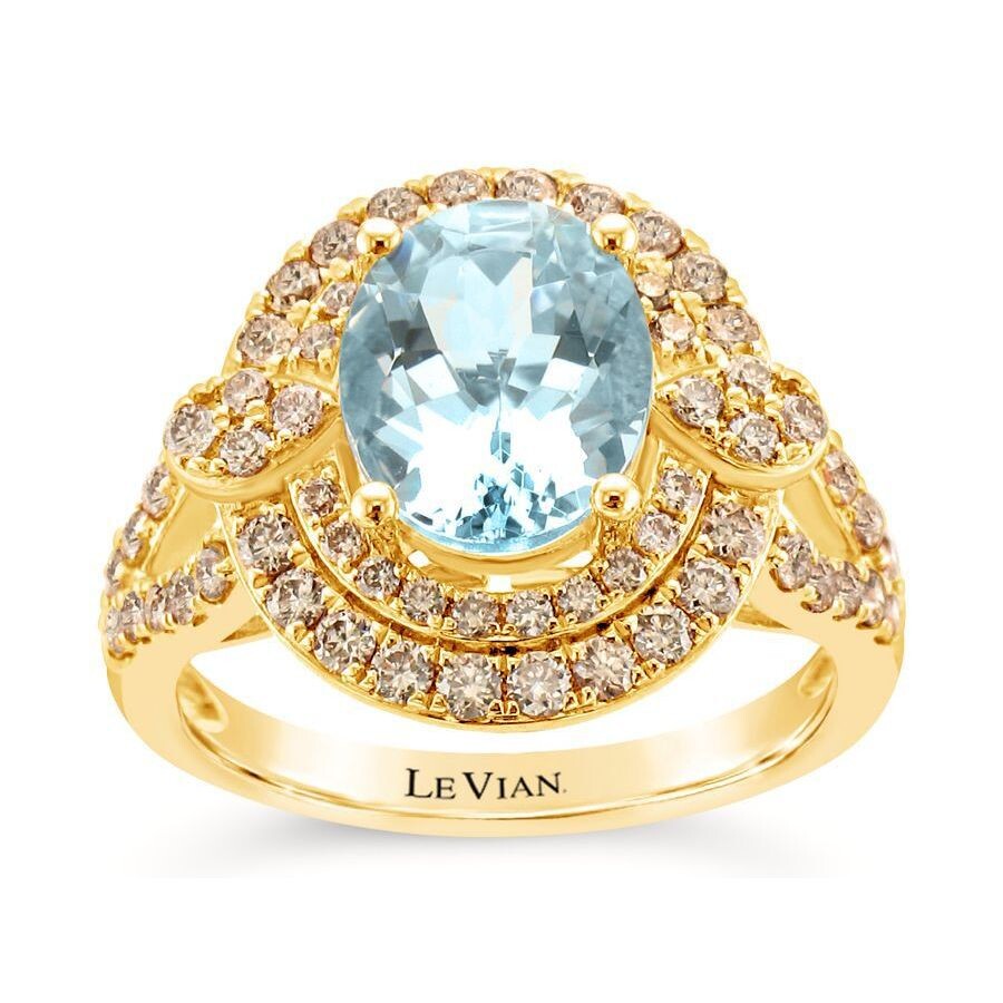Le Vian Ladies Sea Blue Aquamarine Rings set in 14K Strawberry Gold ...