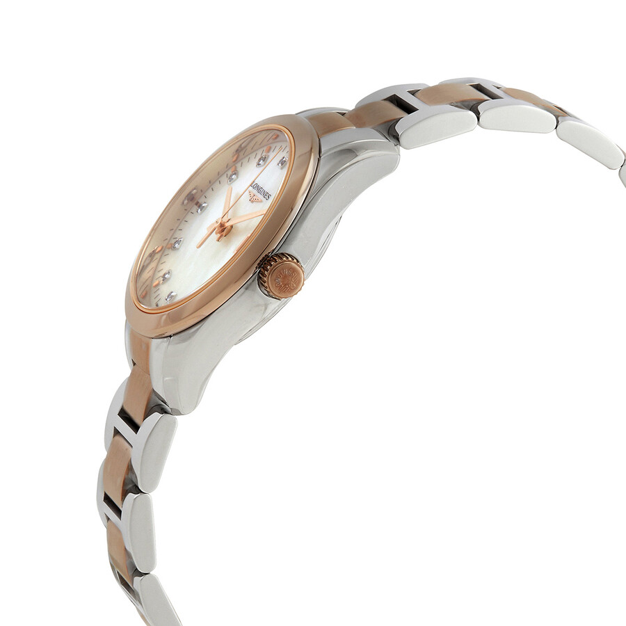 Longines Conquest Classic Quartz Diamond White Mother of Pearl Dial ...