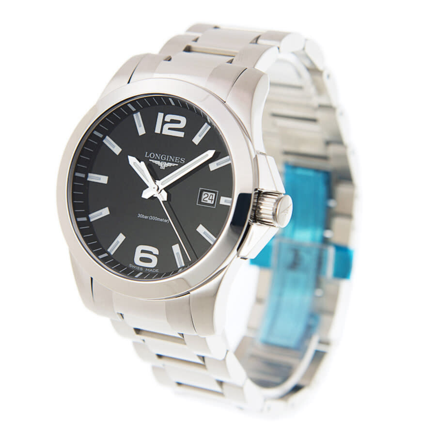 Longines Conquest Quartz Black Dial Men's Watch L3.759.4.58.6 ...