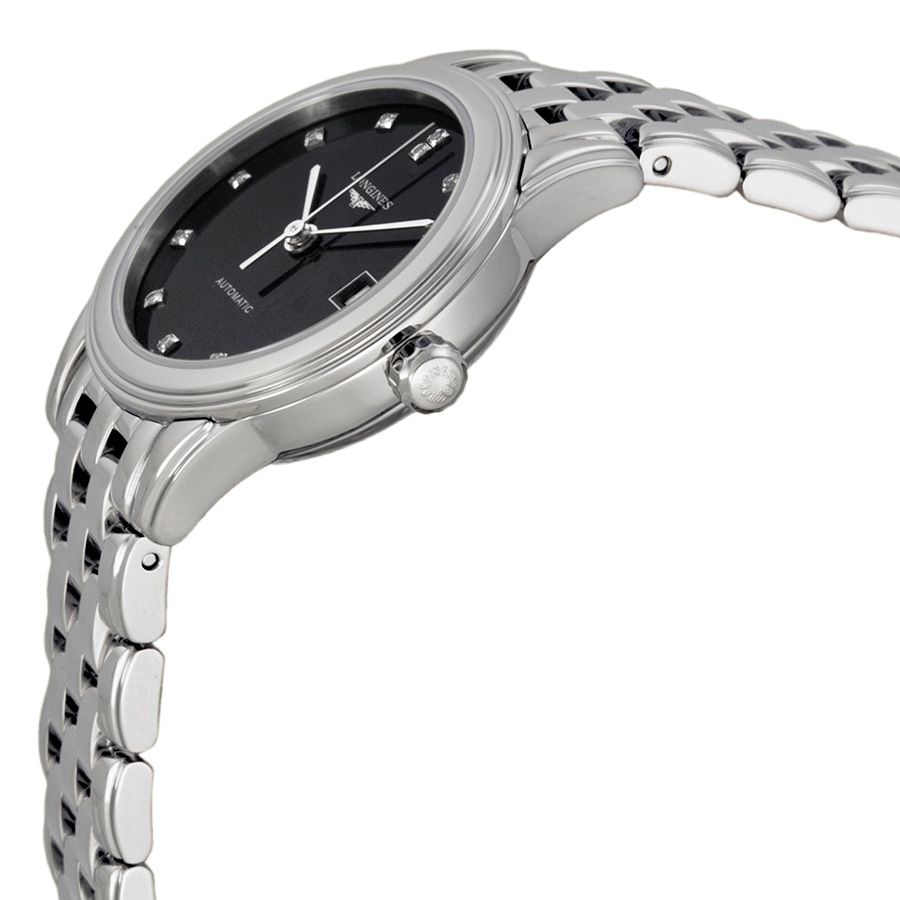 Longines Flagship Diamond Automatic Black Dial Ladies Watch L42744576 ...