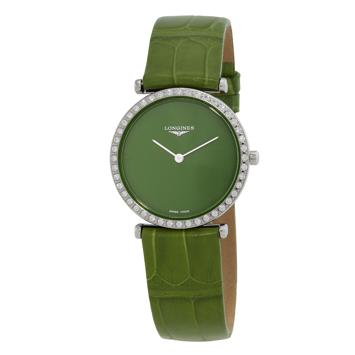 Longines La Grande Classique Quartz Diamond Green Dial Ladies Watch L4 ...
