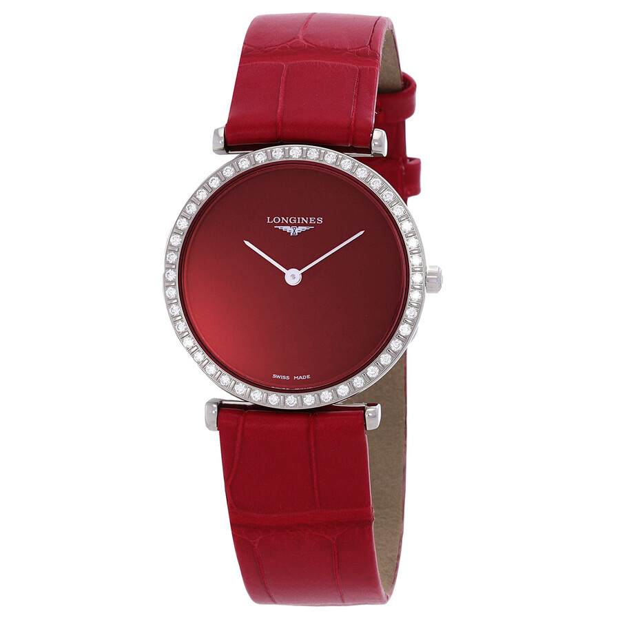 Longines La Grande Classique Quartz Diamond Red Dial Ladies Watch ...