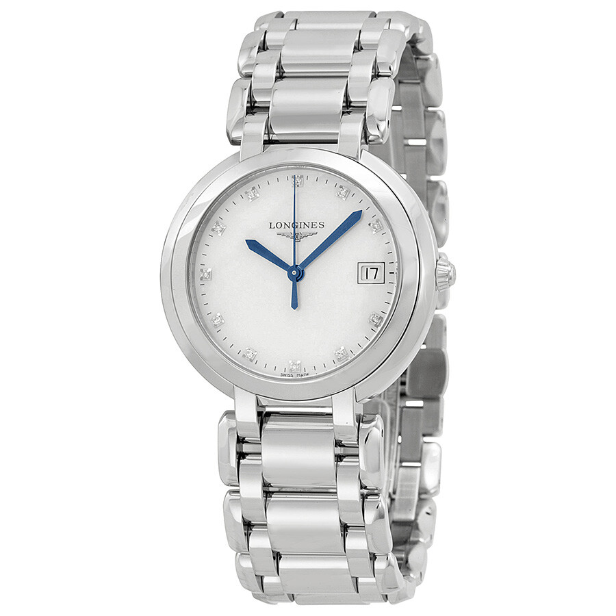 Longines Primaluna White Dial Diamond Stainless Steel Ladies Watch ...