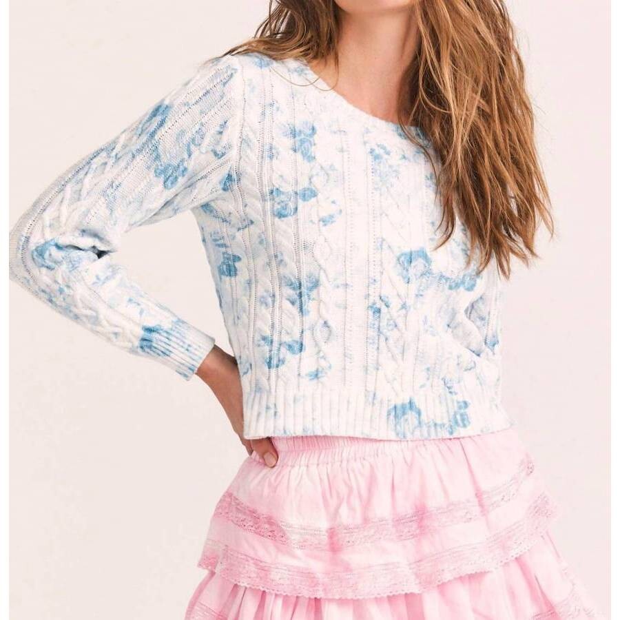 Loveshackfancy Ladies Easton Pullover Light Blue Rain, Size Medium ...