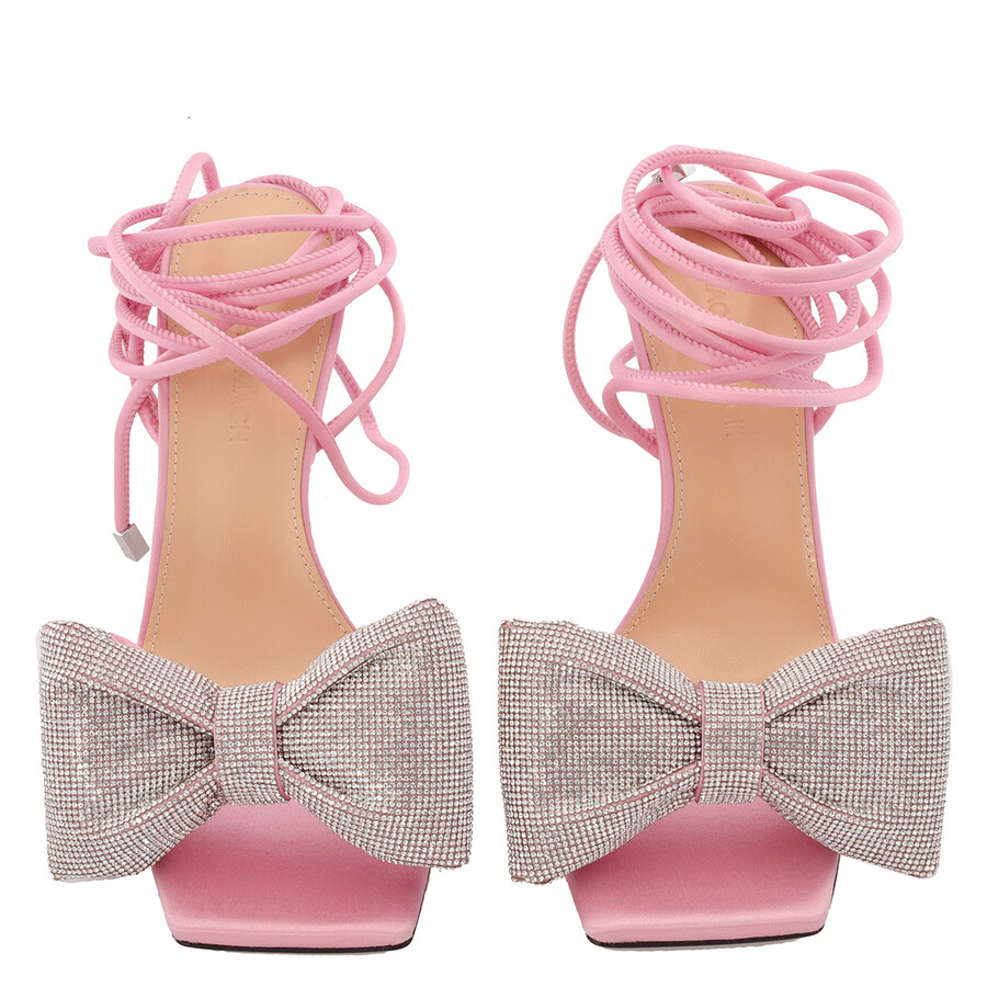 Mach & Mach Ladies Pink Nicole 95 Puffed Bow Embellished Satin Sandals ...