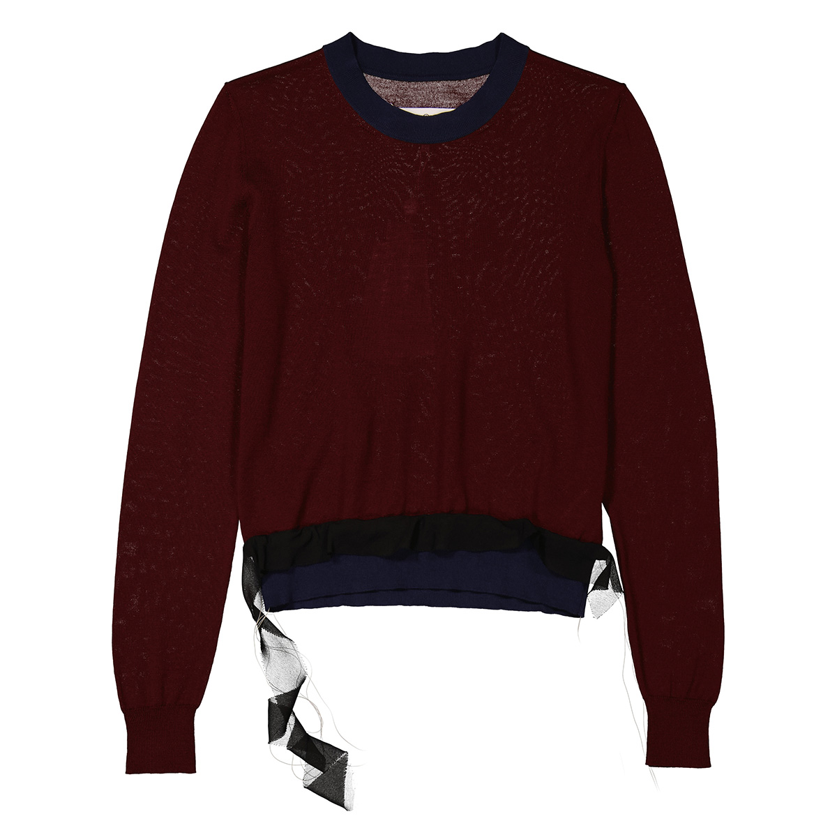Maison Margiela Bordeaux Crewneck Knit Work-In-Progress Wool Sweater ...