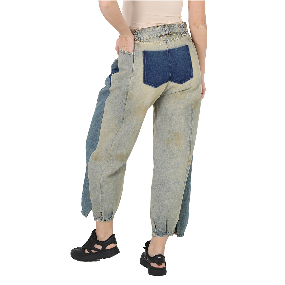Maison Margiela Dirty Denim Panelled Cut-Out Detailed Jeans, Brand Size ...