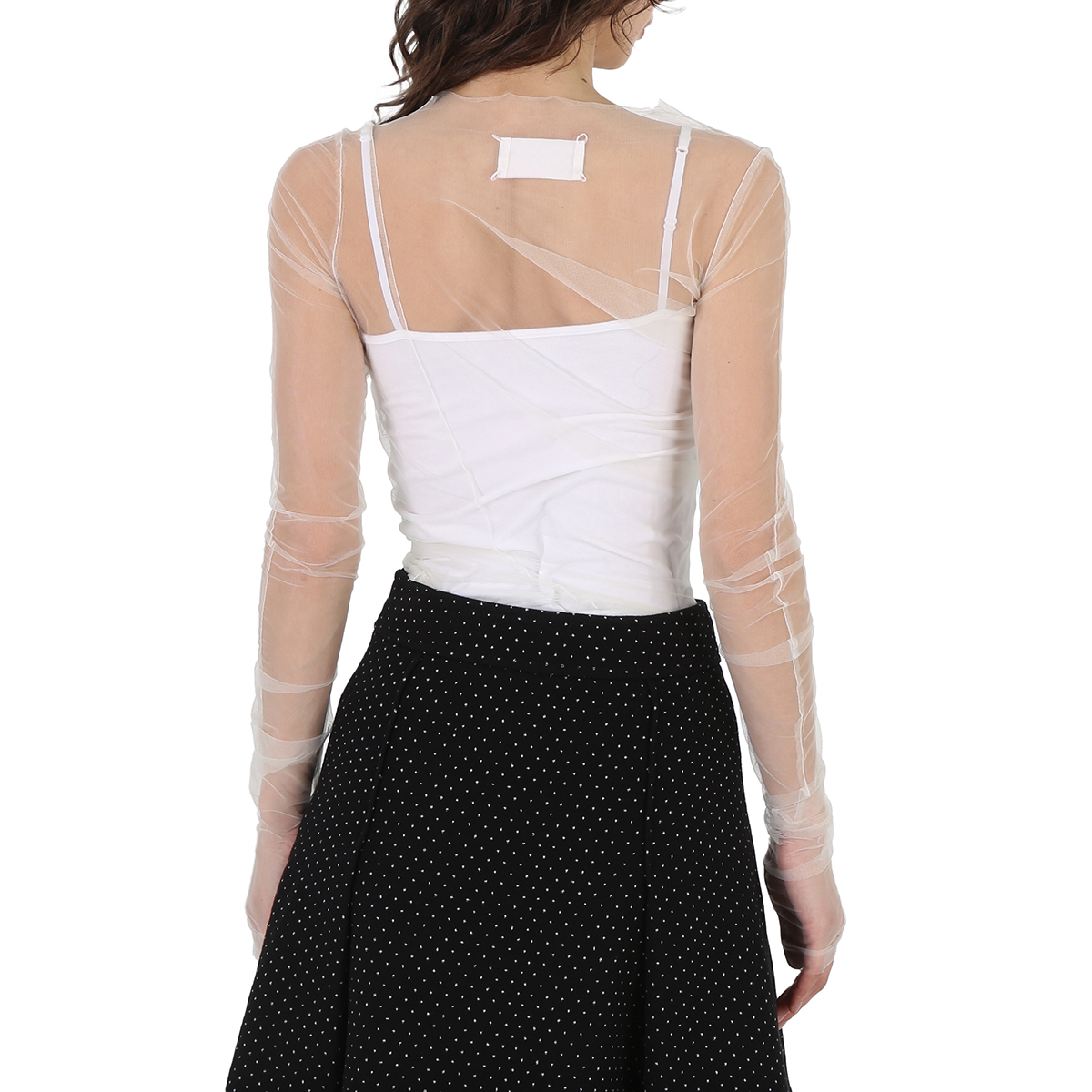 Maison Margiela Ladies Ivory Long Sleeve Sheer Top, Brand Size 40 (US ...
