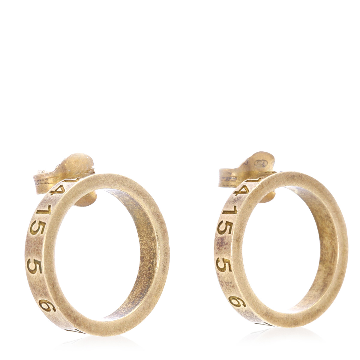 Maison Margiela Ladies Yellow Gold Plating Number Logo Circle Earrings ...