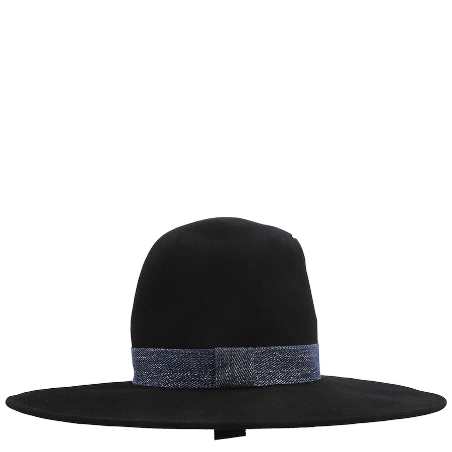 Maison Michel Ladies Black Eliza Denim Ribbon Capeline Hat, Size Large ...