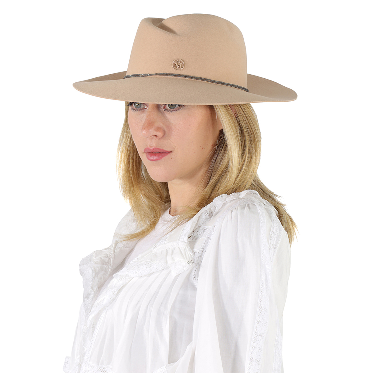 Maison Michel Ladies Flesh Beige Virginie Fedora Hat, Size Large ...